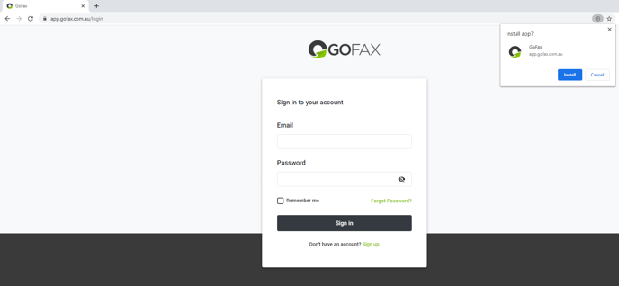 Installing the GoFax App on your desktop
