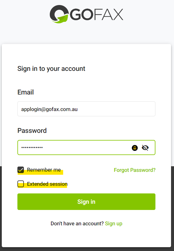 Accessing the GoFax App